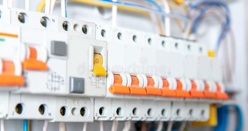 Close Up Elements of Consumer Electric Control Panel Switchboard for ...