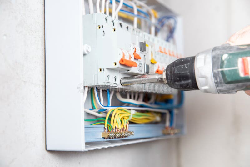 Close Up Elements of Consumer Electric Control Panel Switchboard for ...