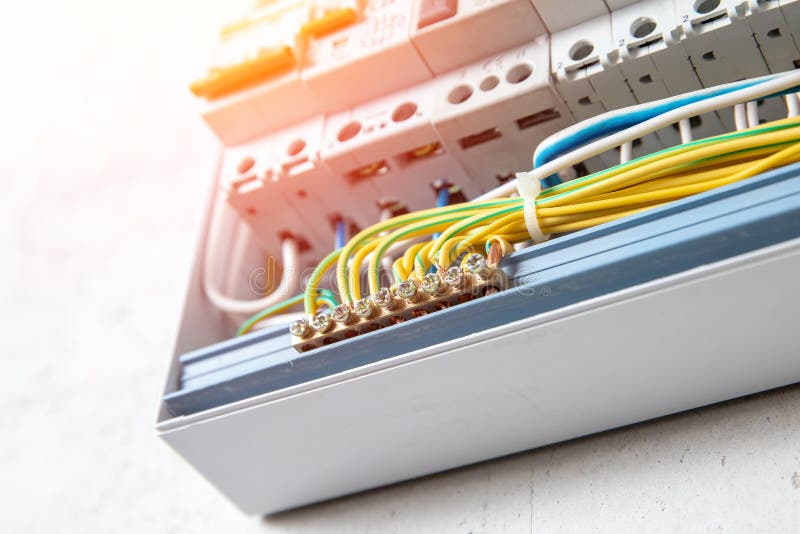 Close Up Elements Copper Wires Consumer Electric Control Panel ...