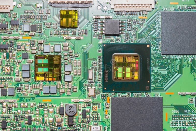 Close-up Em Um Esquema Do Microchip Do Processador Central Foto de ...