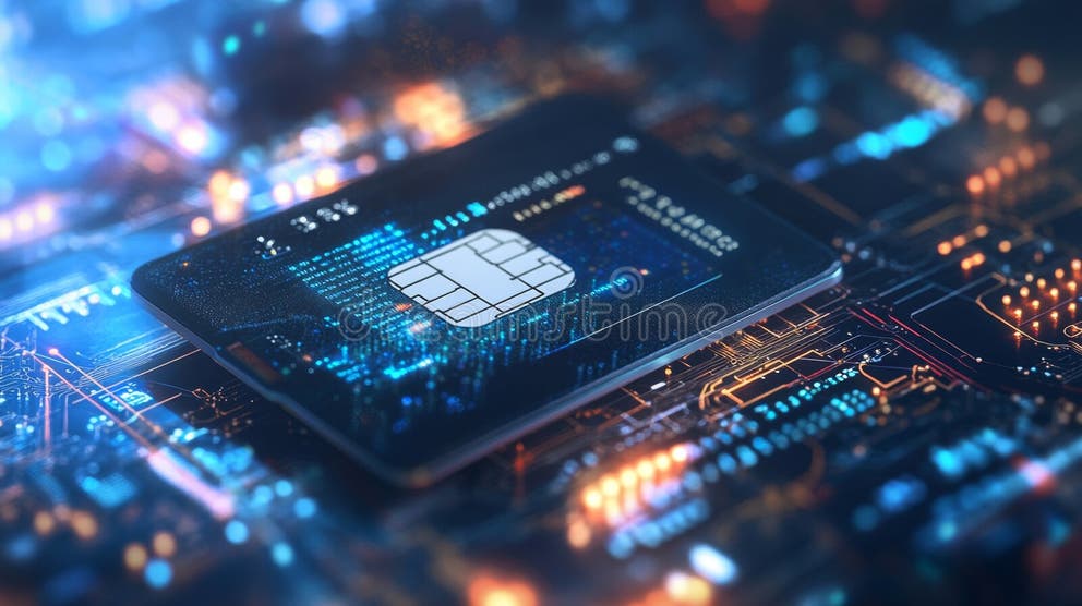 Close-Up of Embedded RFID Chip in Smart Payment Card Technology Stock ...