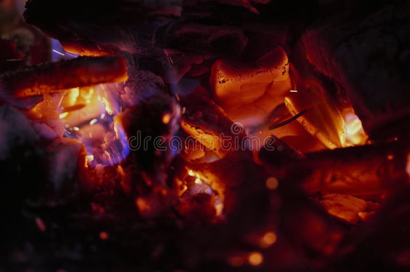 Close-up of Embers Burning in Bonfire Stock Image - Image of ...