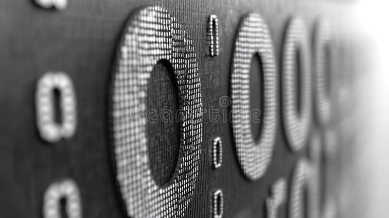 Close-up of Embossed Numbers on a Dark Panel, Displaying a Percentage ...