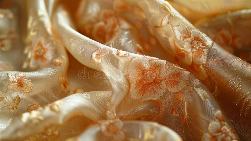 Close-up of Embroidered Silk Fabric Stock Photo - Image of ornate ...