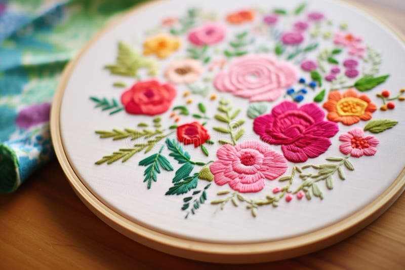 Close Up of Embroidering on a Craft Hoop Stock Photo - Image of ...
