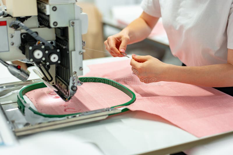 Close Up of Embroidery Machine Making Patterns on Textiles Stock Photo ...
