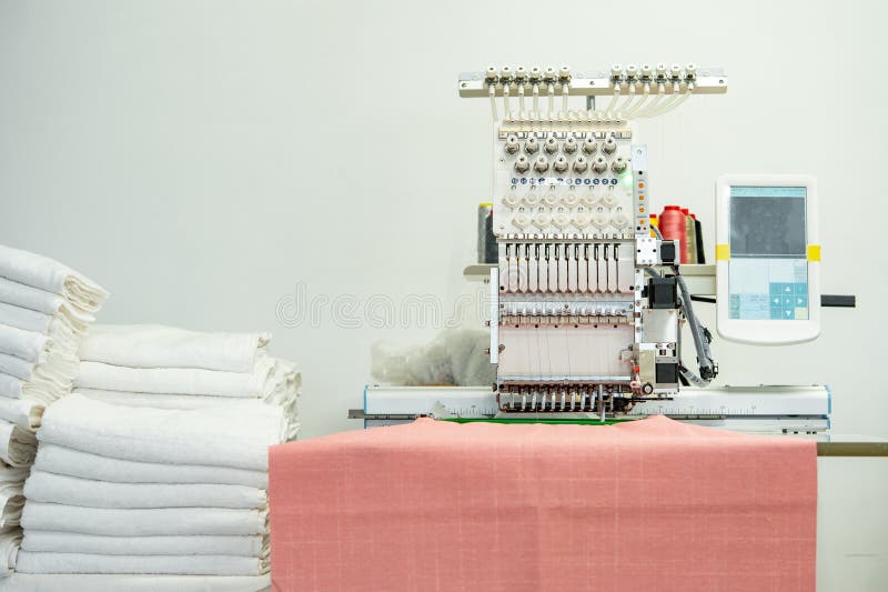 Close Up of Embroidery Machine Making Patterns on Textiles Stock Image ...