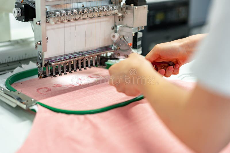 Close Up of Embroidery Machine Making Patterns on Textiles Stock Image ...
