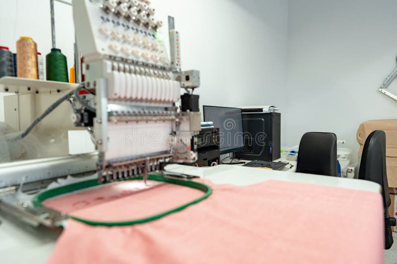 Close Up of Embroidery Machine Making Patterns on Textiles Stock Image ...