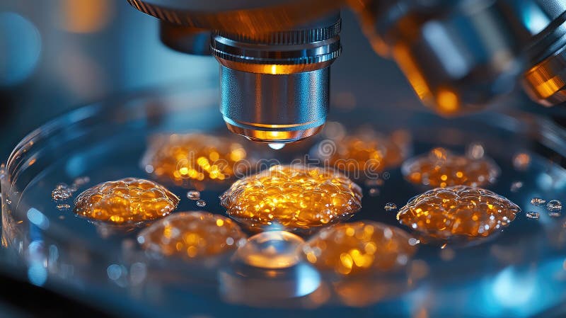 Close-Up of Embryo Cells Under Microscope Stock Illustration ...