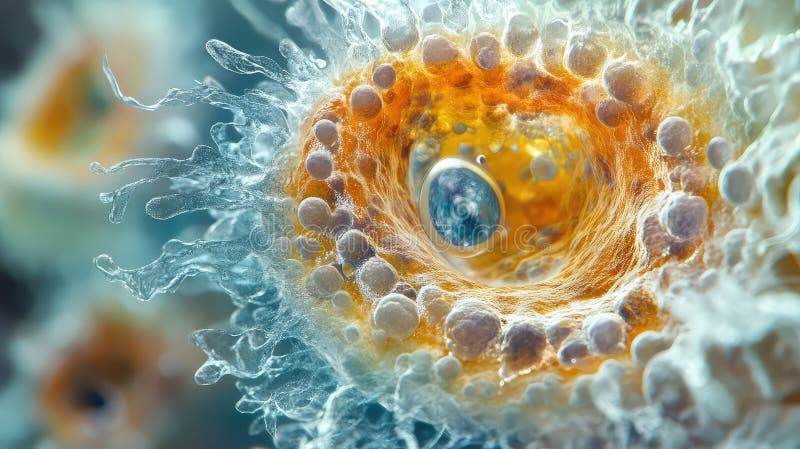 Close-Up of Embryo Cells Under Microscope Stock Illustration ...