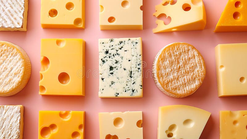 Close-up of Emmenthal Type Cheese Seen from Above, in Pieces Stock ...