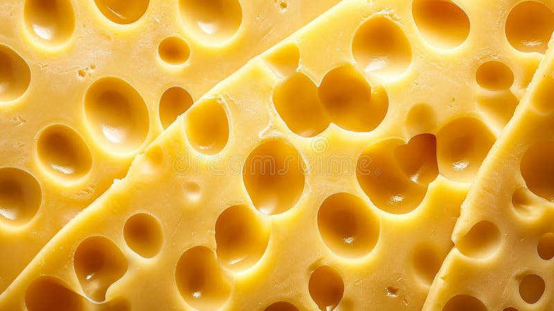 Close-up of Emmenthal Type Cheese Seen from Above, in Pieces Stock ...