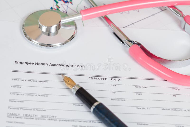 Close Up Employee Health Assessment Stock Image - Image of paperwork ...
