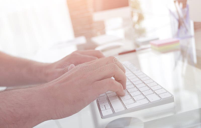 Close-up of an Employee Typing on a Personal Computer Keyboard. Stock ...