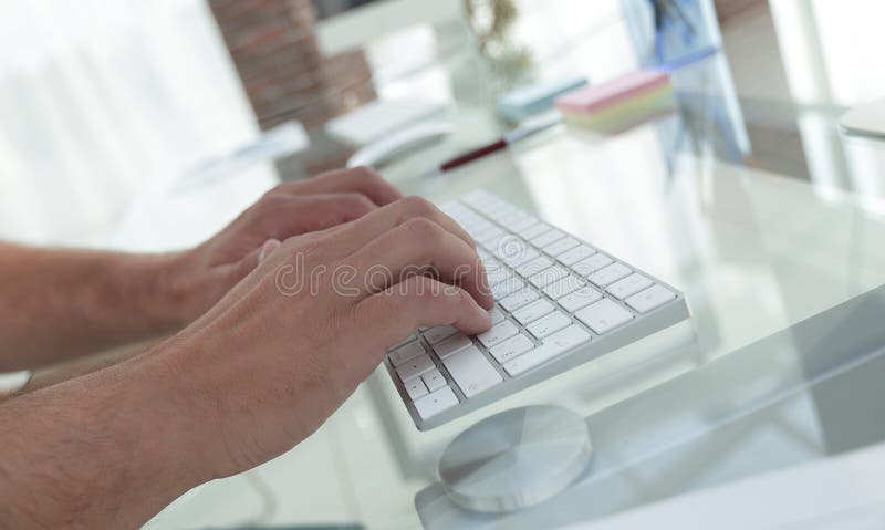 Close-up of an Employee Typing on a Personal Computer Keyboard. Stock ...