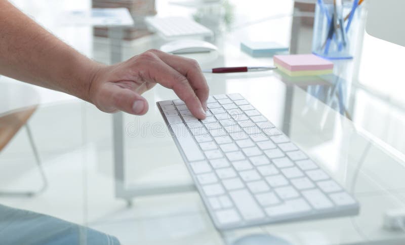 Close-up of an Employee Typing on a Personal Computer Keyboard. Stock ...