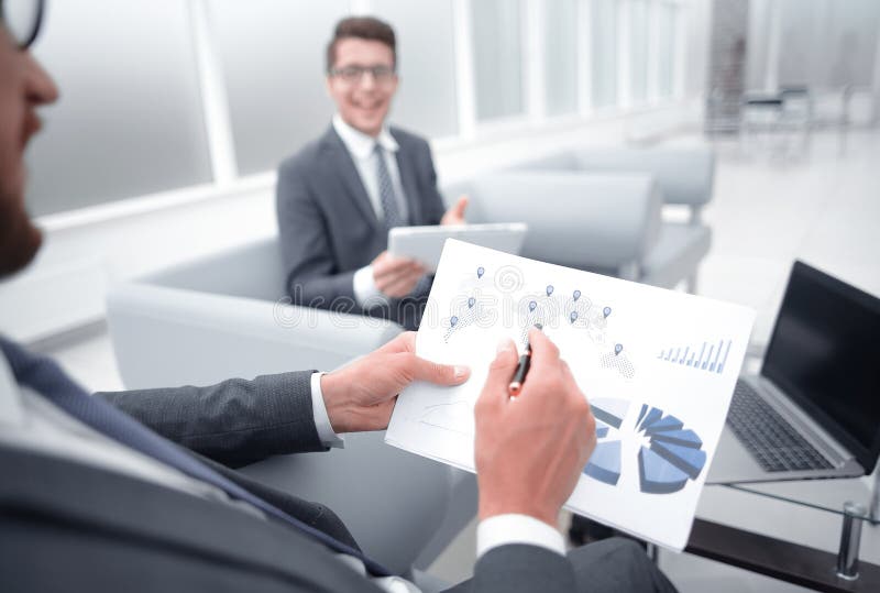 Close Up.employees Analyze Statistical Data Stock Image - Image of ...