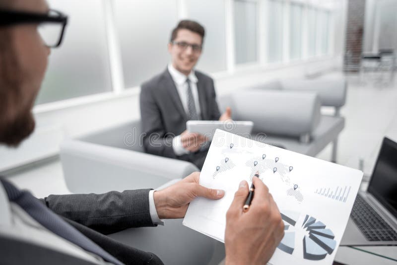 Close Up.employees Analyze Statistical Data Stock Photo - Image of ...