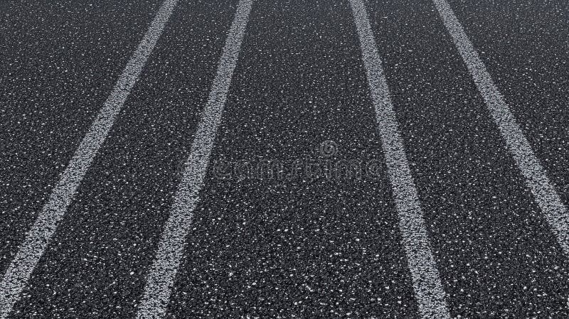 Close-up of an Empty Asphalt Running Track with White Lines Capturing ...