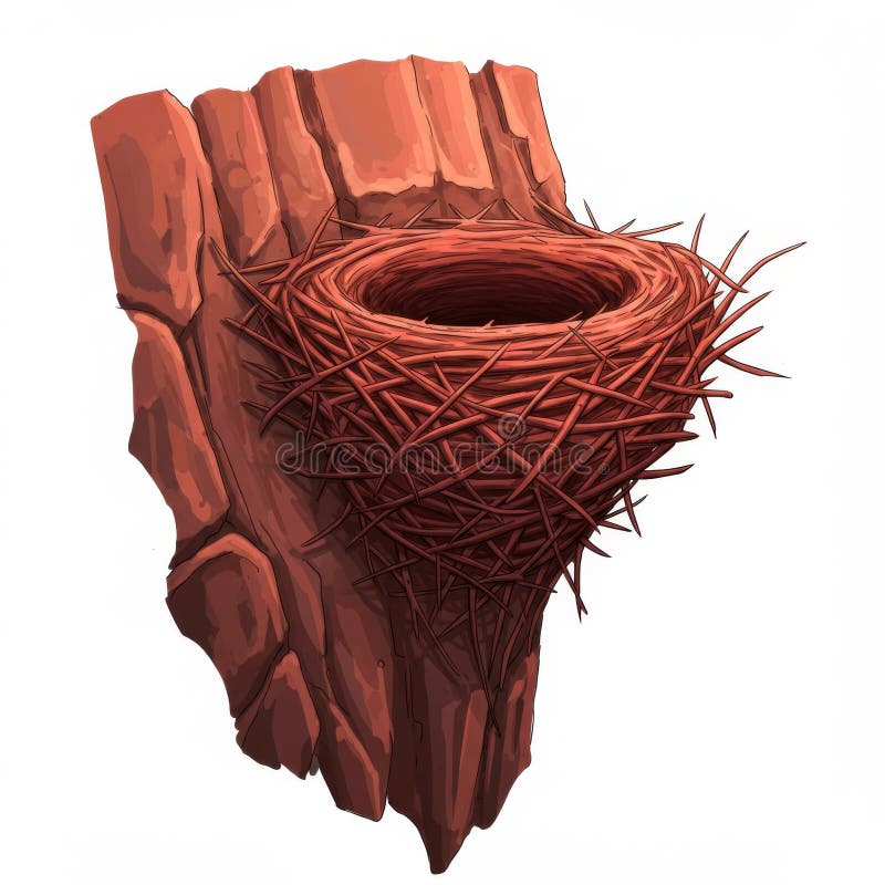 Close Up Empty Bird Nest on Wooden Plank a Woven Natural Structure Stock Illustration ...