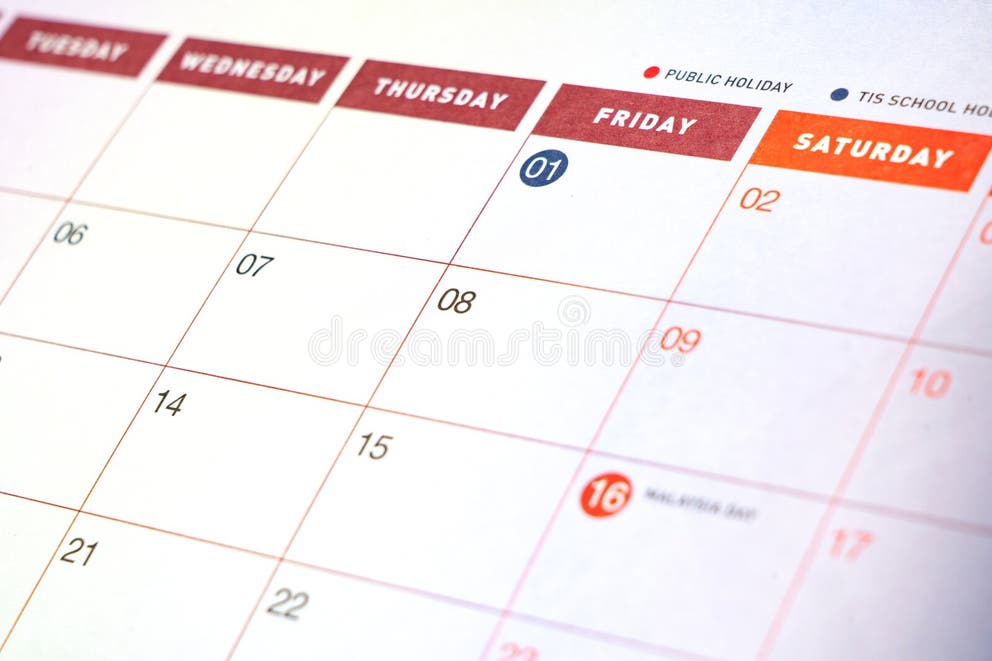 Close-up Empty Calendar Dates. Stock Image - Image of remember ...