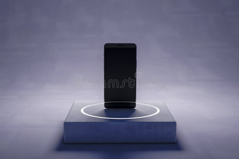 Close Up of Empty Cellphone on Concrete Pedestal. Technology and Device ...
