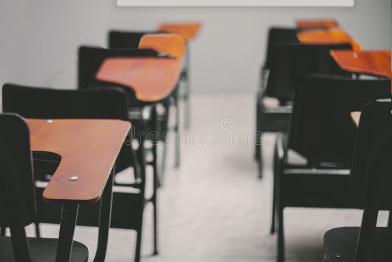 Close-up of Empty Desks in Classroom, Concept Social Distancing Stock ...