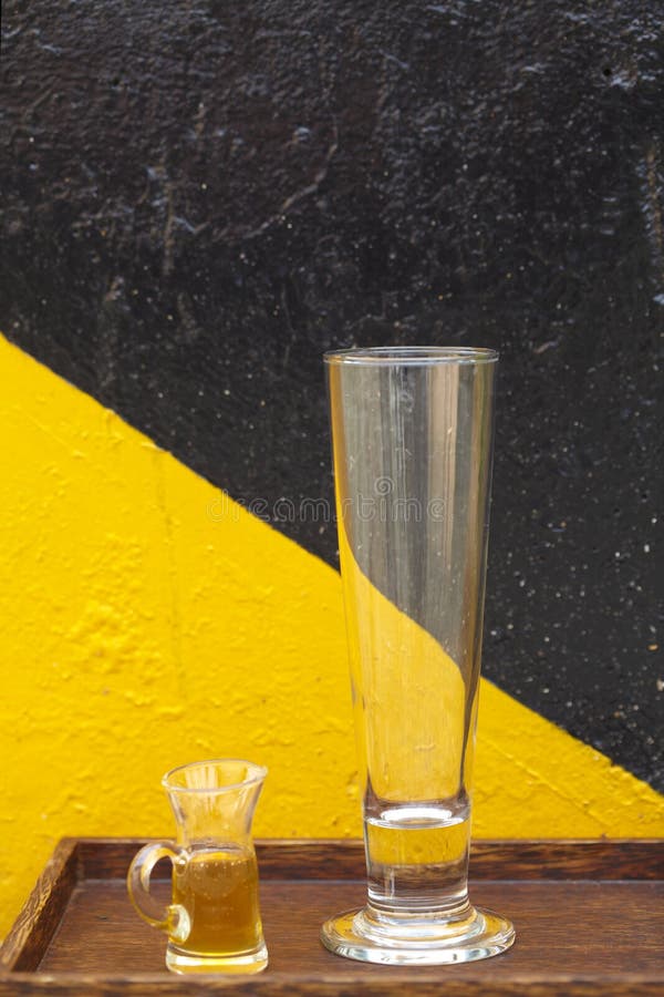 Close Up Empty Glass on Wooden Tray Stock Image - Image of tray, glass ...