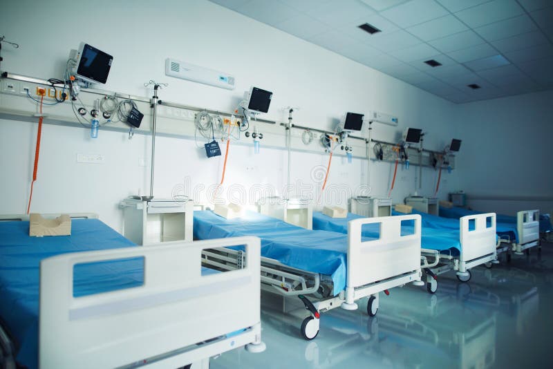 Close-up of Empty Hospital Room with Bed. Stock Photo - Image of clinic ...