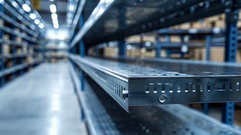Close-up of an Empty Industrial Metal Shelf in a Warehouse Stock Photo ...