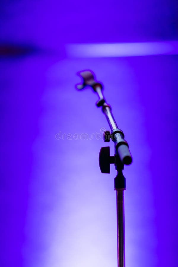 Empty Microphone Stand on a Stage Stock Image - Image of blue, media ...