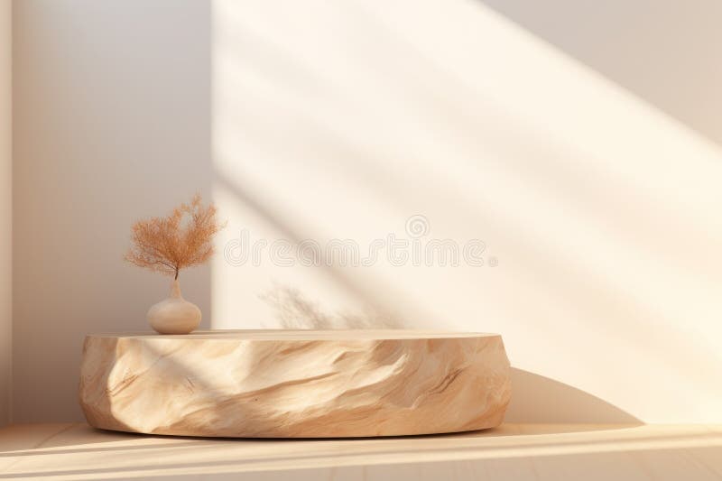 Close-up of Empty Minimal Natural Wooden Table AI Generated Stock ...