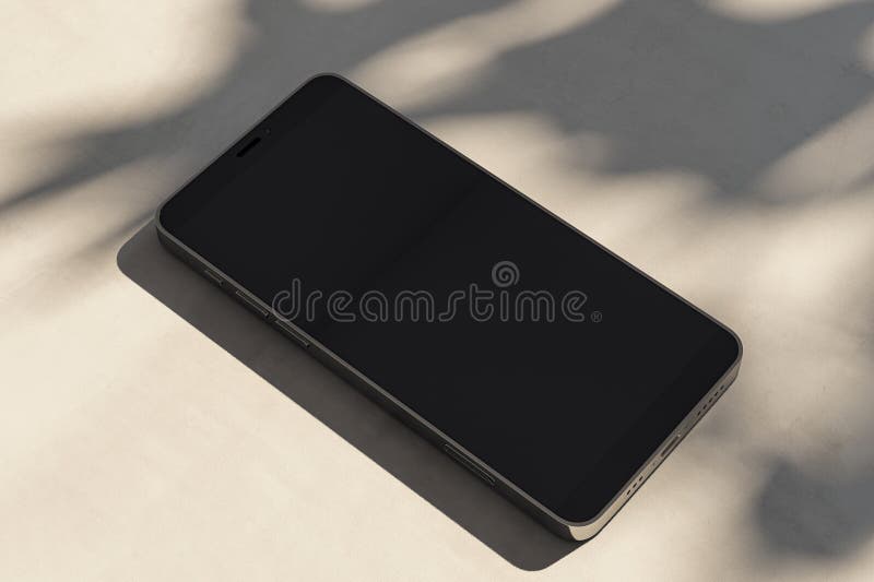 Close Up of Empty Mobile Phone on Light Surface with Leaf Shadows ...