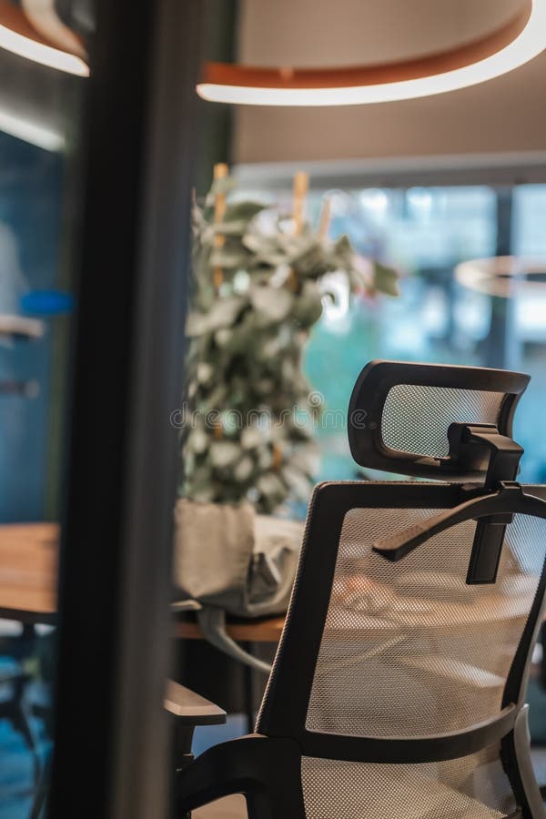 Close Up of Empty Modern Co Working Space Early in the Morning. Stock ...