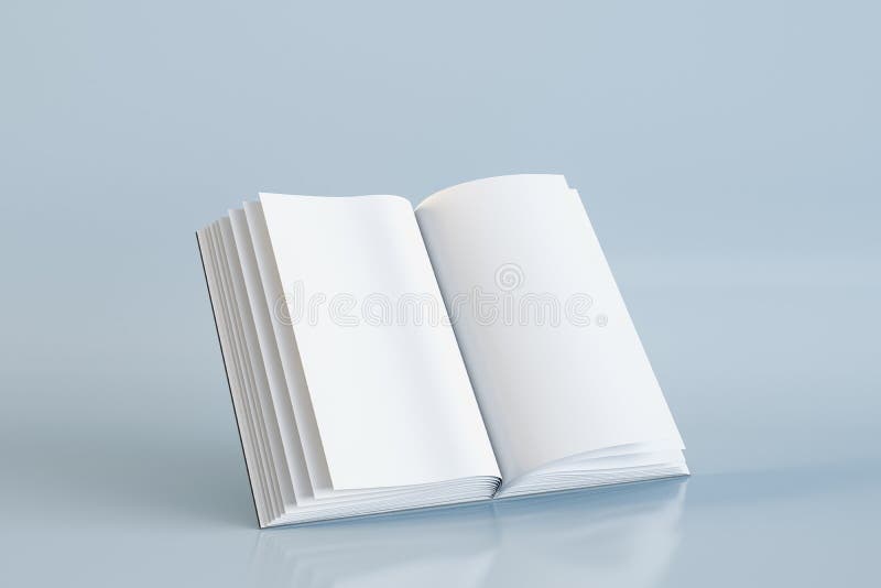 Close Up of Empty Open Book on Grey Background. Document and Page ...