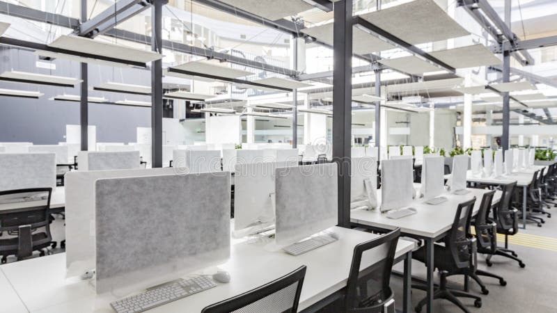 Close Up of Empty Places for Workers in Co-working Stock Photo - Image ...