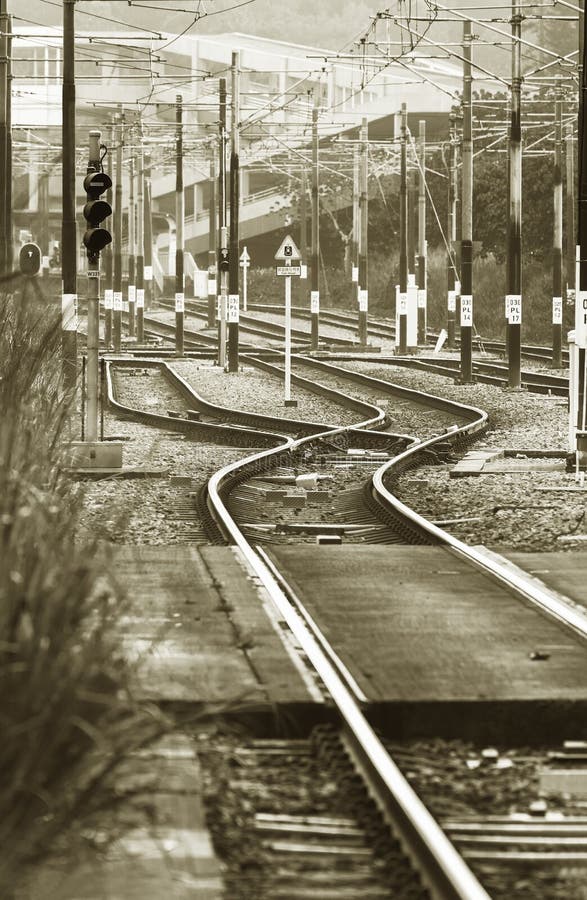 Close Up of Empty Railroad Track Stock Photo - Image of electrified ...