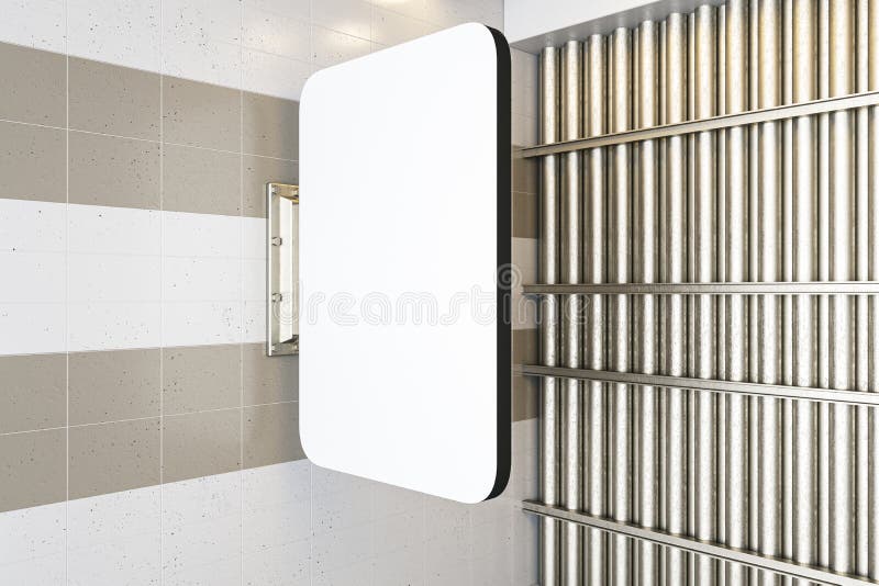 Close Up of Empty Rectangular White Underground Stopper on Light Tile ...