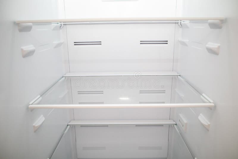 Close-up of Empty Refrigerator Inside. Empty Fridge Shelves Stock Image ... Close-up of Empty Refrigerator Inside. Empty Fridge Shelves Stock Image ...