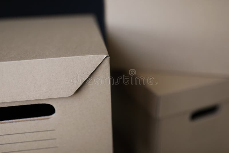 Empty Solid Cardboard Boxes with Covers, Beige Containers To Storage ...