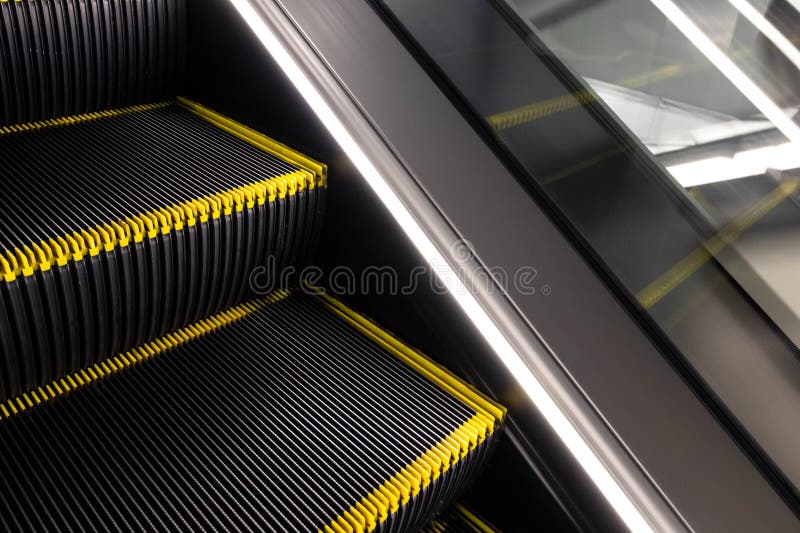 Empty steps of escalator stock photo. Image of reflection - 280747850