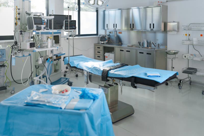 Close-up of Empty Surgical Room with Bed. Stock Photo - Image of sick ...