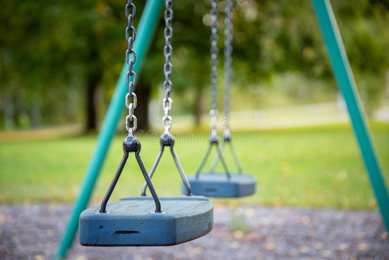 Close Up of Empty Swing Set in Public Park Stock Image - Image of ...
