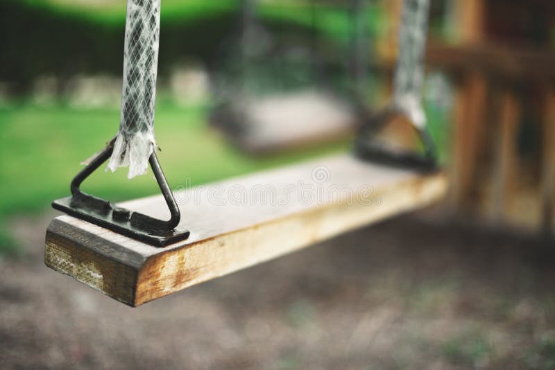 Close-up Empty Swing in Summer, Horizontal Stock Photo - Image of plank ...