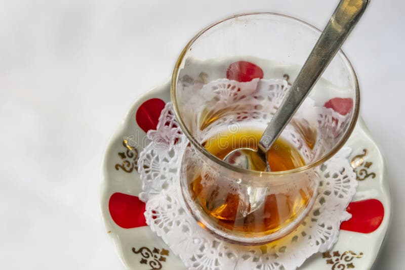 Empty Turkish Tea Glass, Traditional Turkish Tea and Glass, Blank Area ...