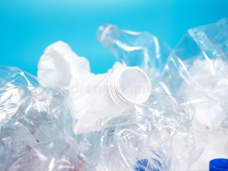 Close-up Empty Twisted Plastic Bottles. Used Plastic Bottles Trash ...