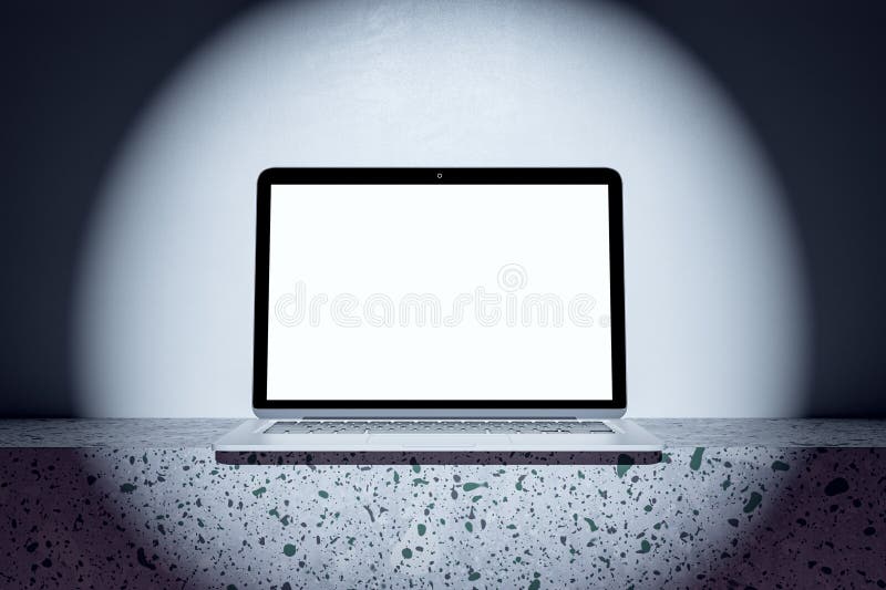 Close Up of Empty Computer Monitor in Spotlight. Mock Up Place and ...