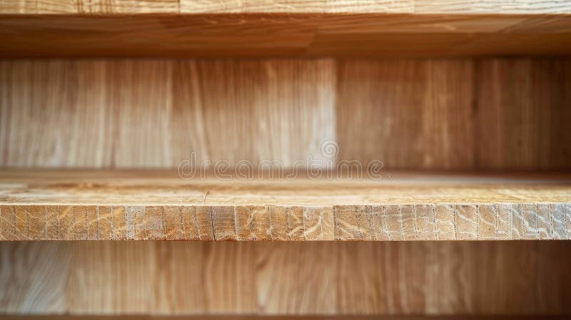 Close-up of an Empty Wooden Shelf with Natural Texture. Stock Photo ...