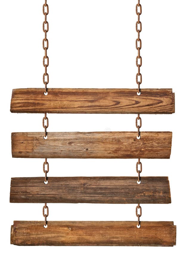 Old Wood Sign Board on Chain Stock Photo - Image of banner, notice ...
